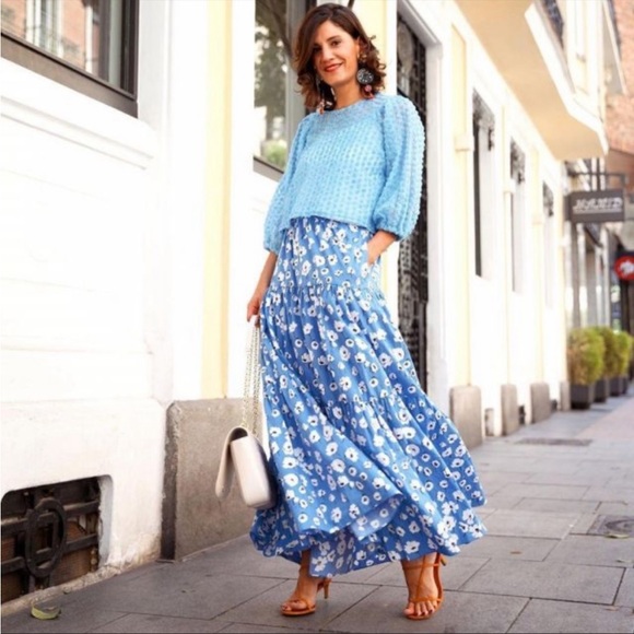 Zara | Skirts | Zara Blue Maxi Skirt | Poshmark